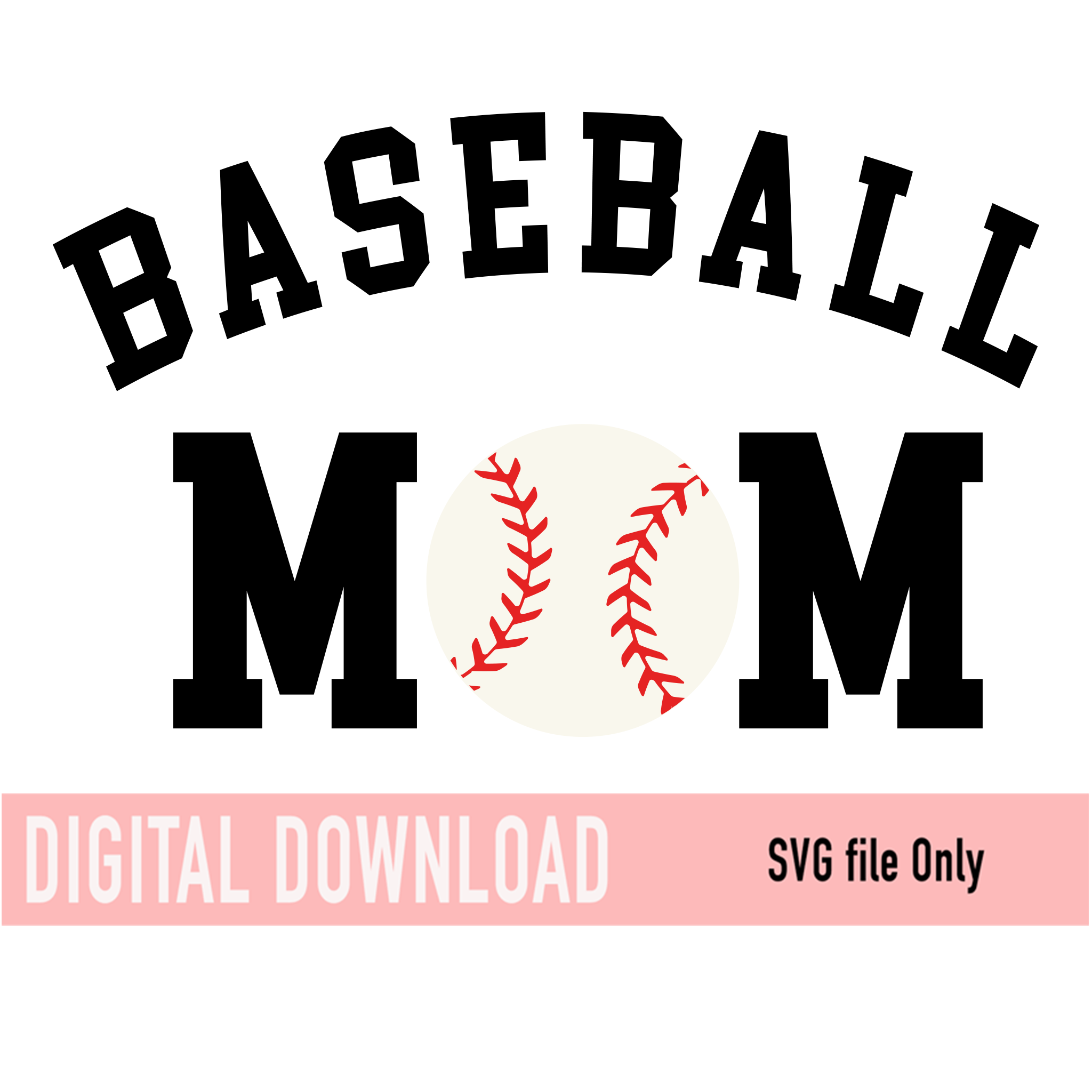 Curved Baseball Mom with ball SVG – 618 area vinyl